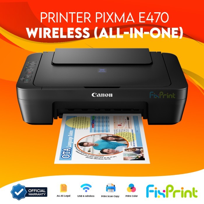 Jual Printer Canon E470 Multifungsi All-In-One Wireless E 470 Print ...