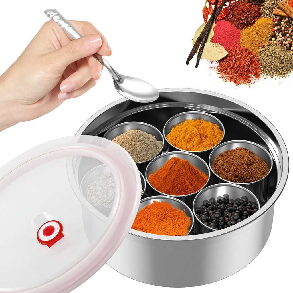 Jual Masala Dabba Spice Box Stainless Steel Spice Containers with ...