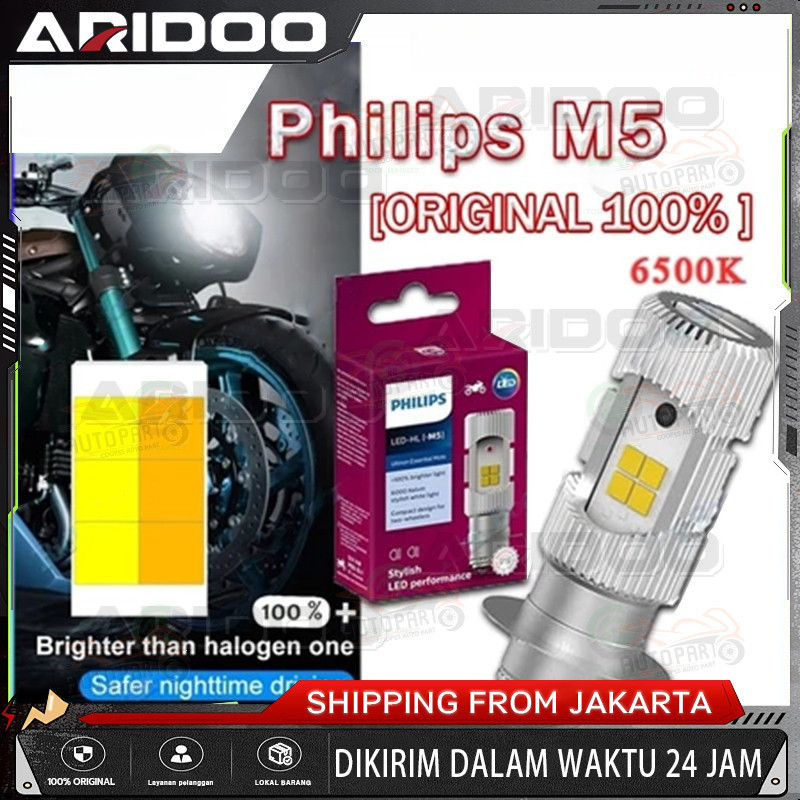 Jual Lampu Depan Motor LED PHILIPS M5 6500K 12 Volt 6 Watt LED 2 Sisi Wajib Arus DC ORIGINAL ...
