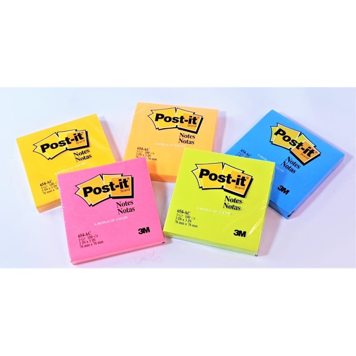 Jual Post it Warna Warni 654 (1 pad/ 1 Pcs ) / Post It 3M 654 Warna ...