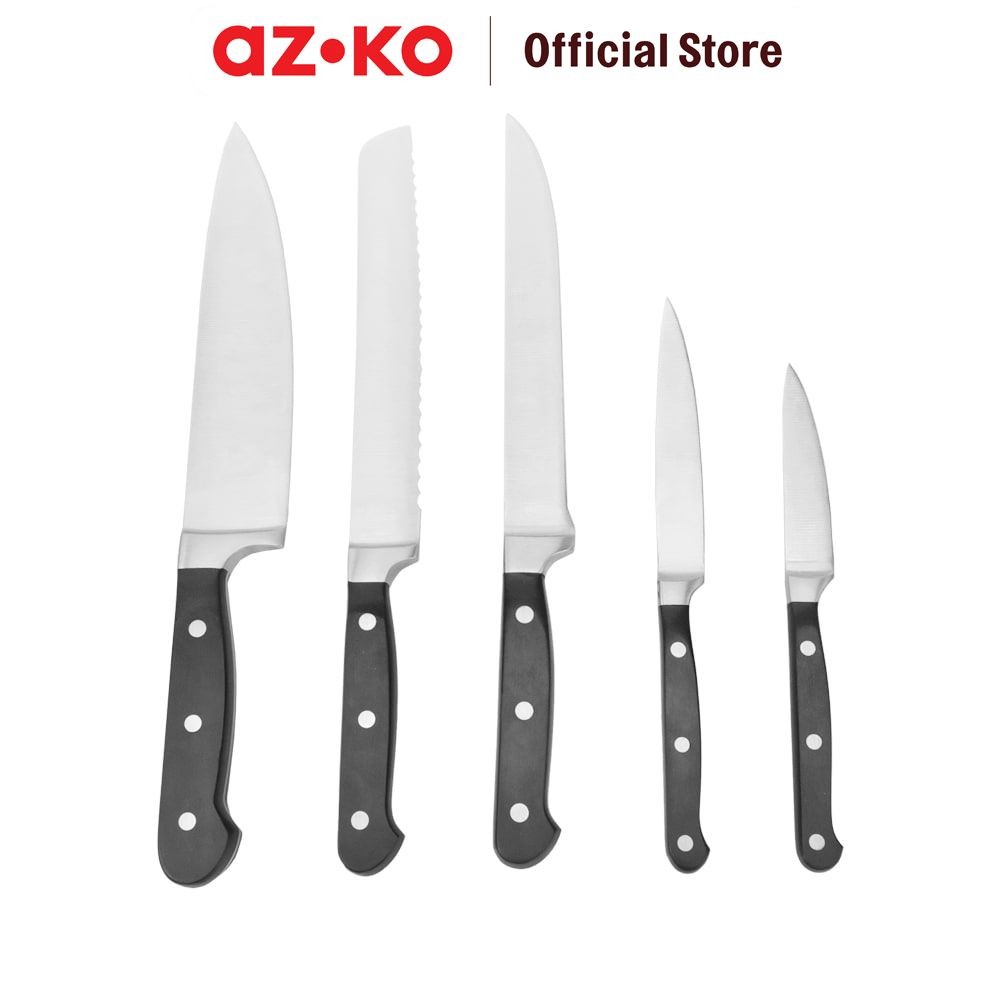 Jual AZKO Kris Set 6 Pcs Pisau Dapur Dengan Block Penyimpanan Knife Set ...