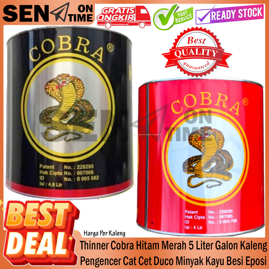 Jual Cat Thinner Cobra Hitam Merah 5 Liter Tiner Tener Tinner Pelarut ...