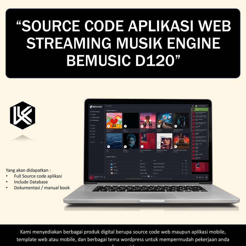 Jual SOURCE CODE APLIKASI WEB STREAMING MUSIK ENGINE BEMUSIC D120 | Shopee Indonesia