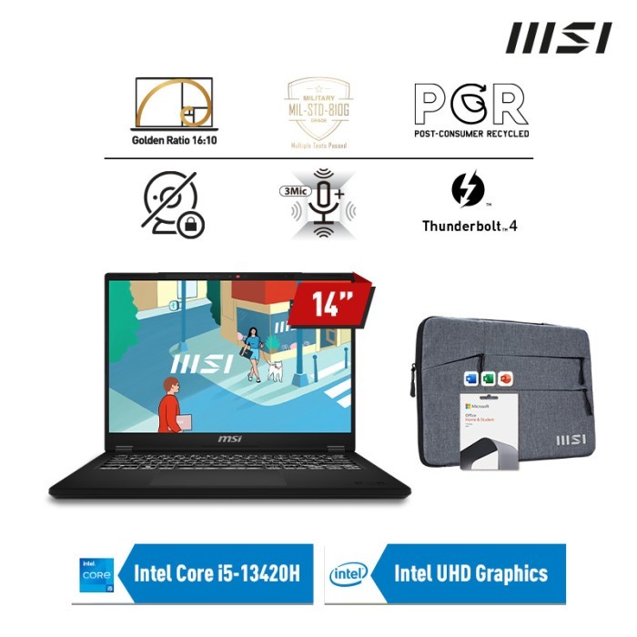 Jual MSI Modern 14 H D13MG Intel i5-13420H 16GB SSD 512GB UHD Graphic ...