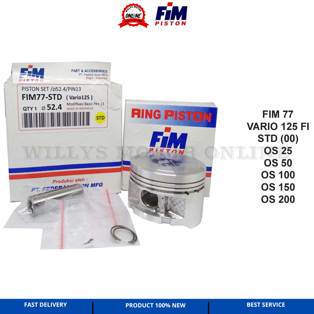 Jual Piston Kit VARIO TECHNO 125 FIM IZUMI FIM 77 Seher Vario 125 FI ...