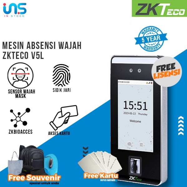 Jual Mesin Absensi Fingerprint ZKTECO SpeedFace Dan Mesin Akses Kontrol ZKTECO V5L | Shopee ...