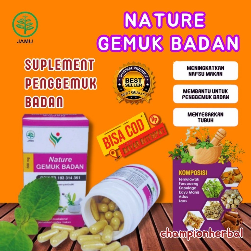 Jual GEMUK BADAN Kapsul NATURE Isi 60 Solusi Obat Penggemuk Badan ...