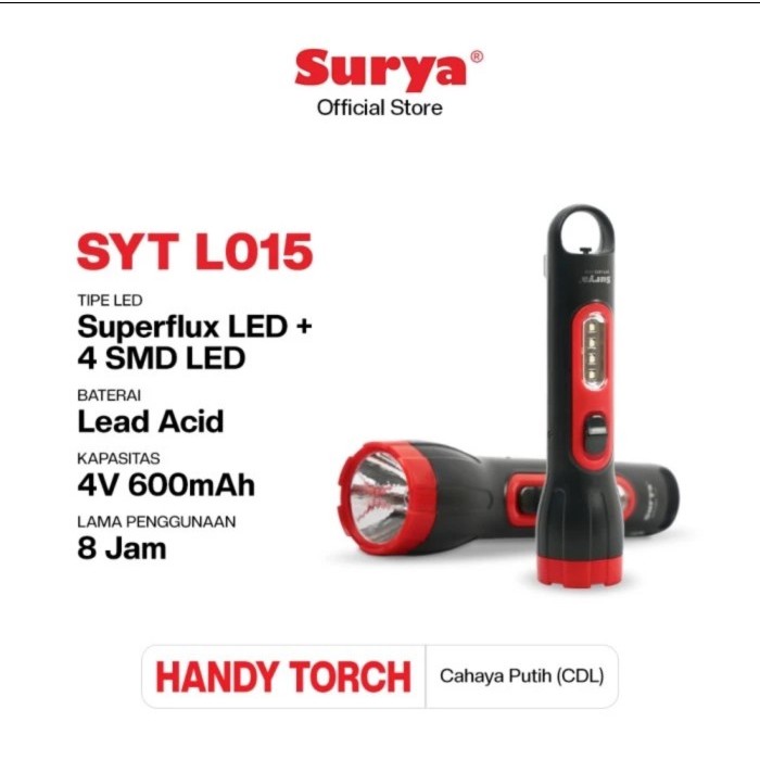 Jual Surya Senter Tangan SYT L015 / Senter Cas / Senter Handy ...