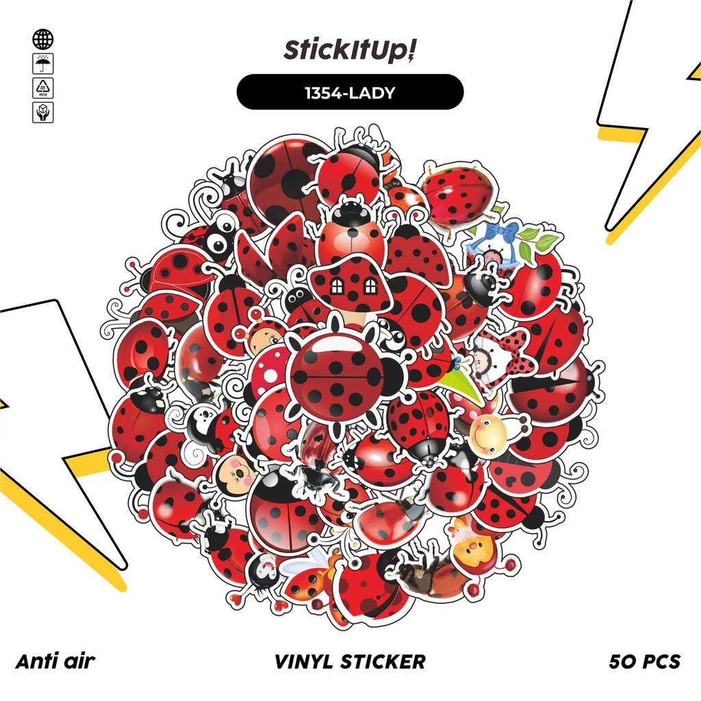 Jual COD 50 Pcs Stiker Ladybug Ladybird Series 01 Lucu Anti Air Untuk ...