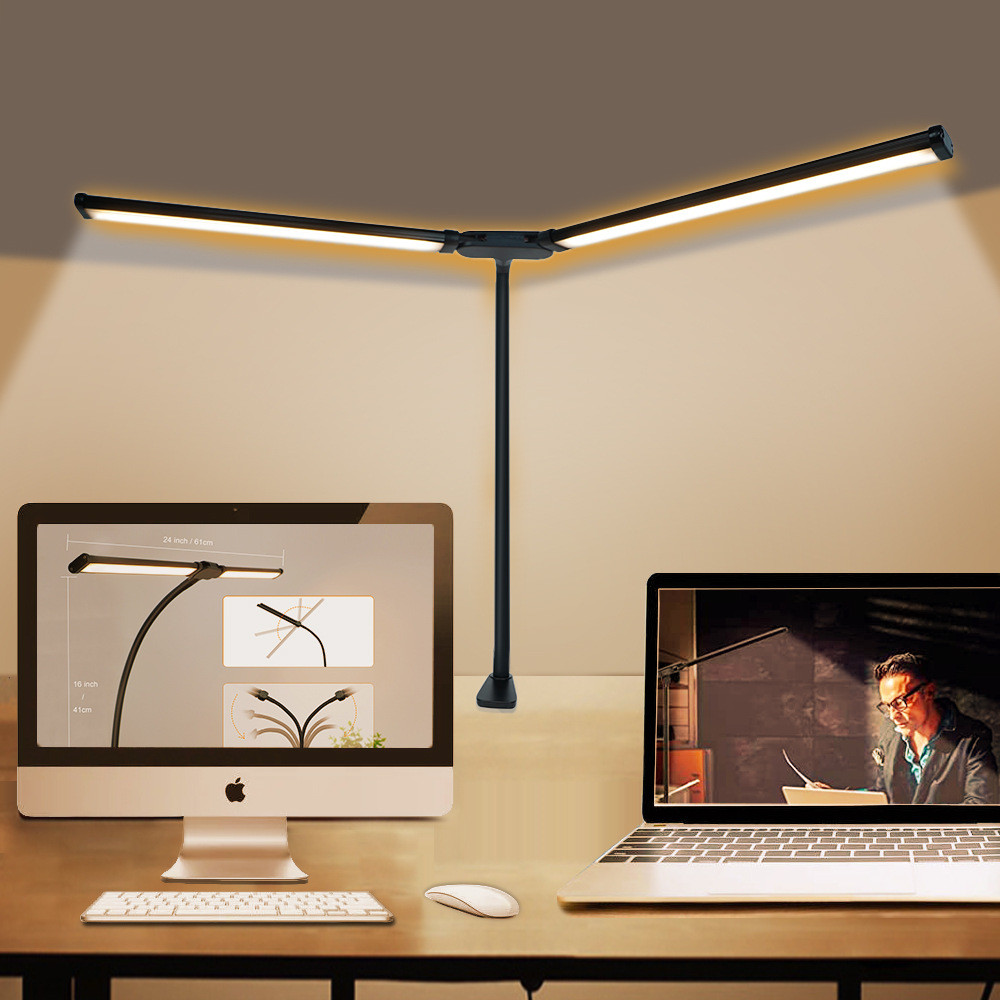 Jual Desk Lamps Double Head LED Stepless Dimmable Led USB Table Lamp ...