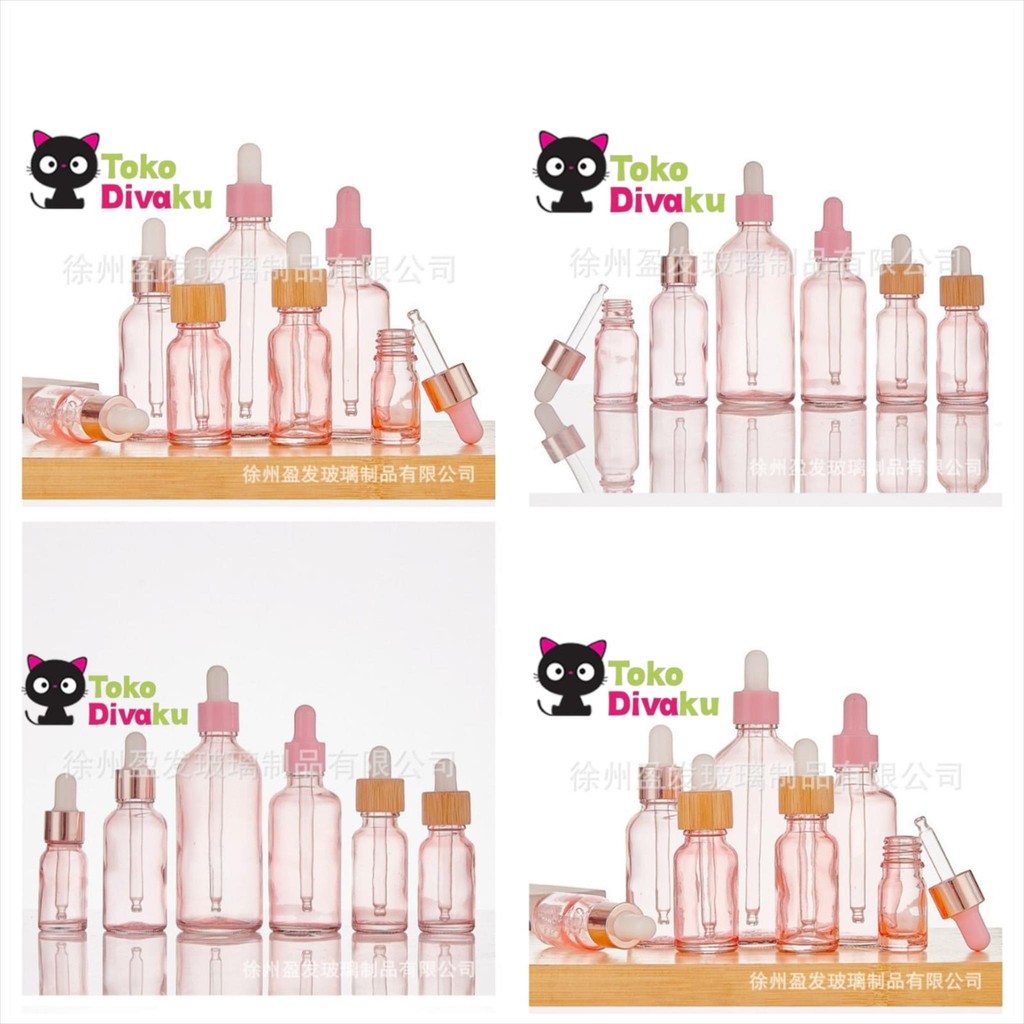 Jual KAOSKAKISURABAYA TAC096 BOTOL PIPET KACA PINK BOTOL KACA SERUM ...