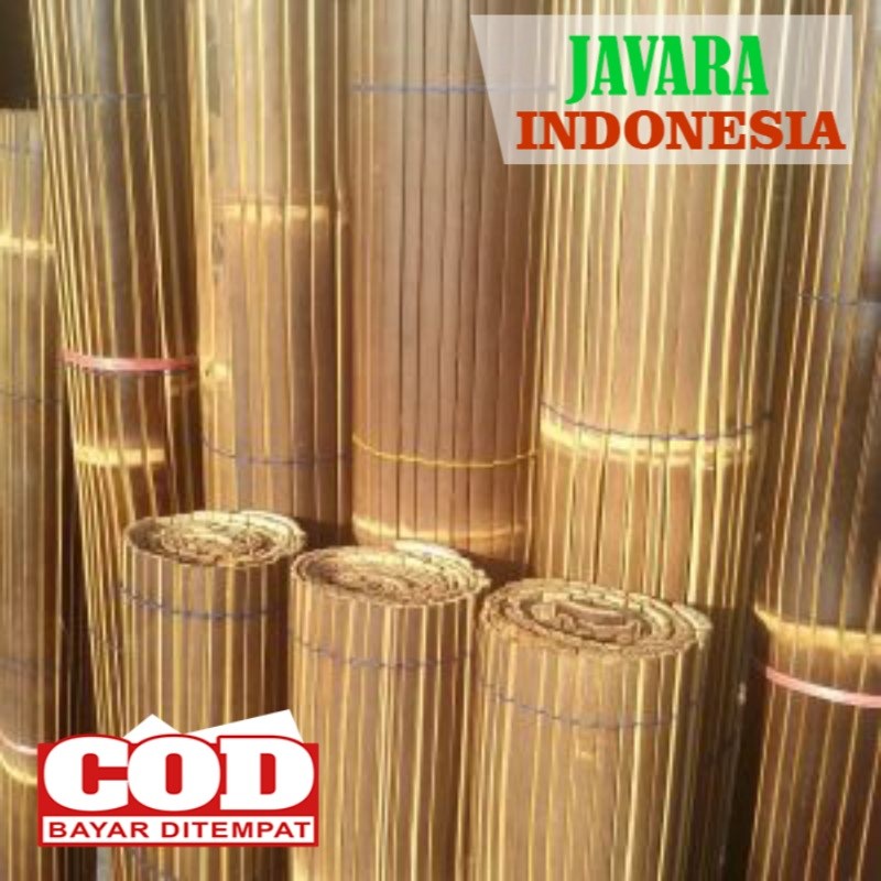 Jual Tirai bambu kerai bambu plitur jati ukuran 2x2, 1x2, 1,5x2, meter ...