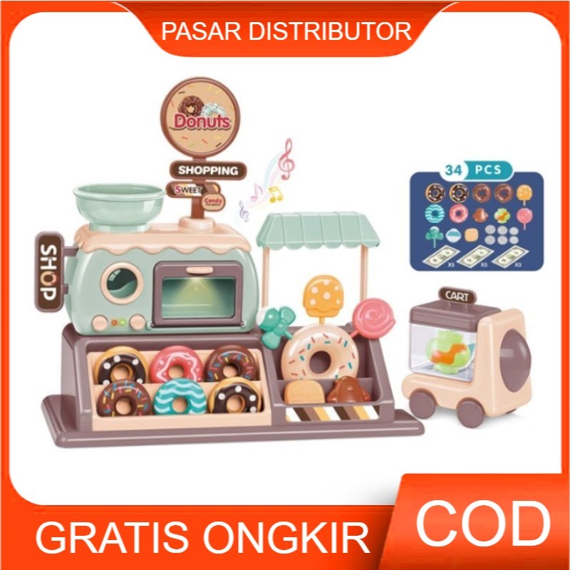 Jual Mainan Anak MINI CANDY PARADISE 34PCS Donuts Shop Mainan Kasir Donat Mainan Anak Perempuan ...