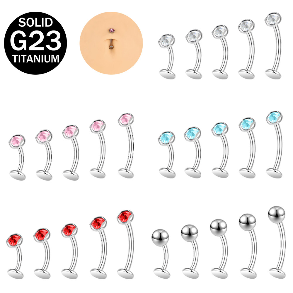 Jual 1 Buah Cincin Pusar Titanium G23 Premium Perhiasan Tindik Navel 14G dengan Kristal Ukuran 6 ...