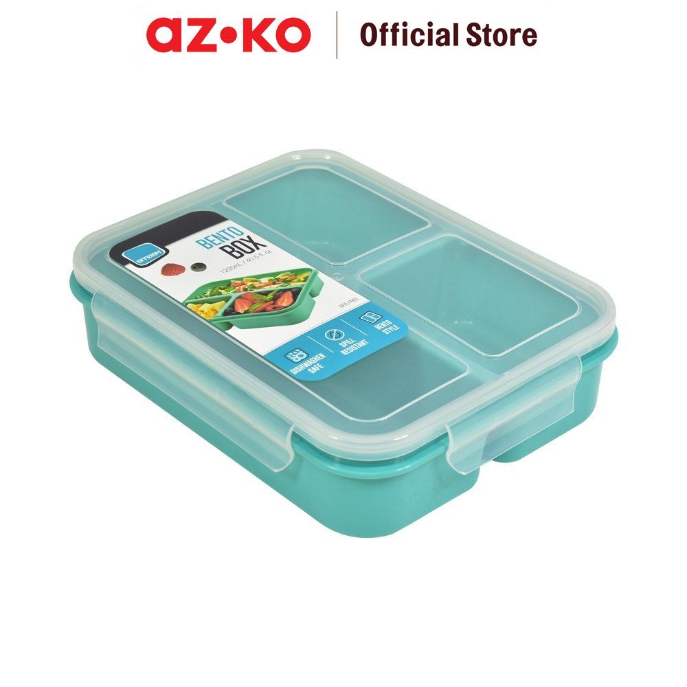 Jual AZKO Smash Kotak Makan 3 Sekat Bento - Biru Muda Lunch Box Food Grade Food Storage Dengan ...