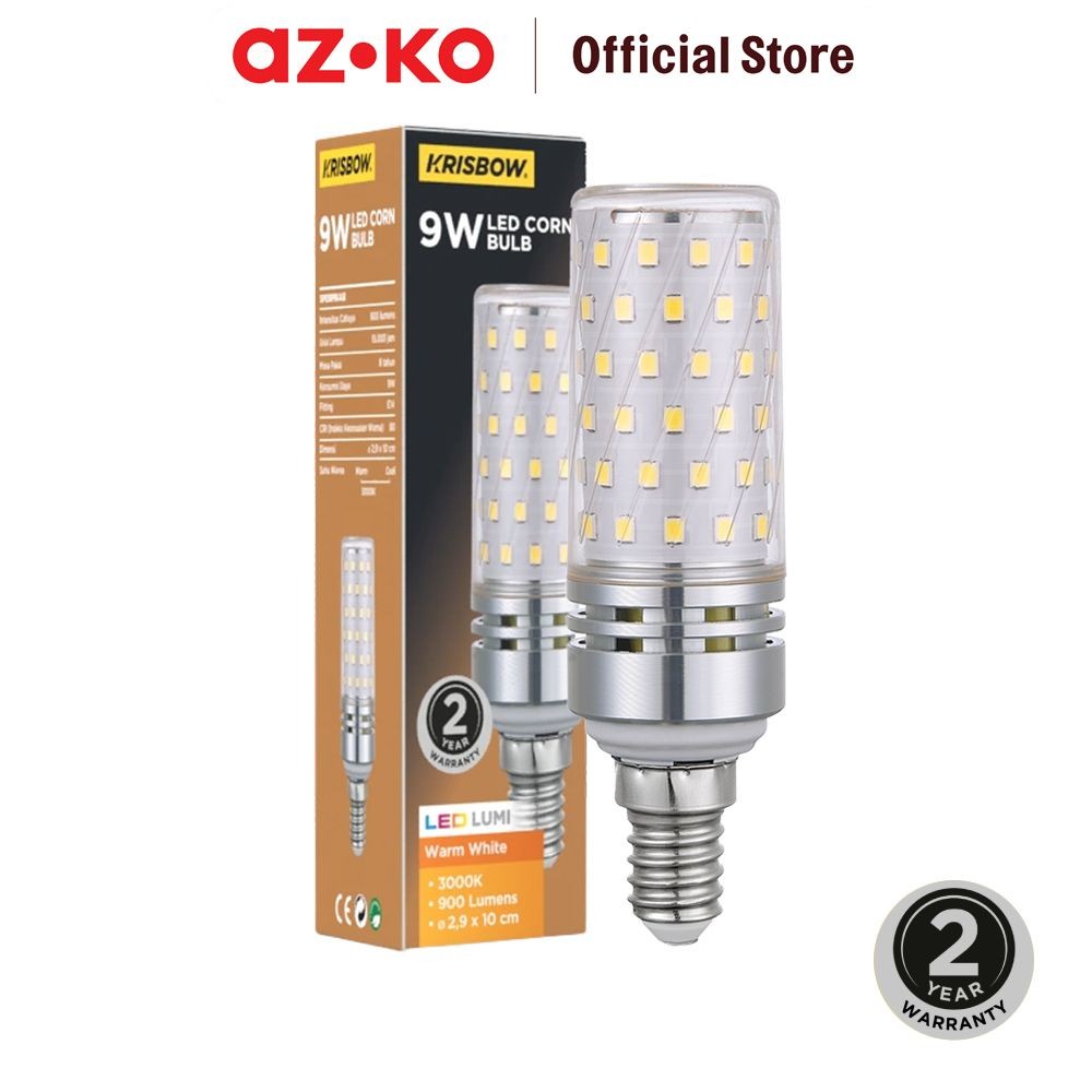 Jual AZKO Krisbow Bohlam Led 9 watt Warm White E14 - Kuning Bulb Lampu ...