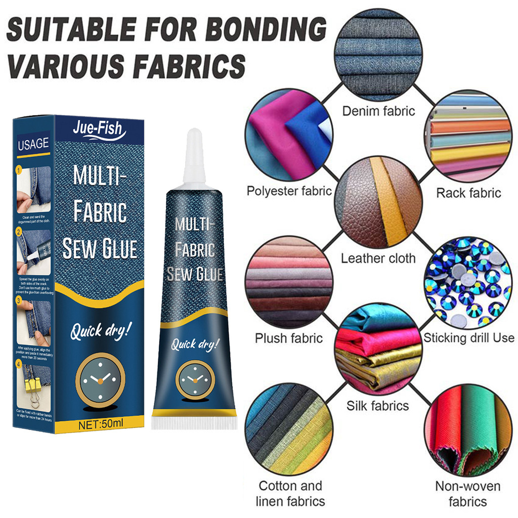 Jual 50ML Lem Kain Permanen / Lem Kain Tanpa Jahit Tahan Air / Fabric Glue / Sew Glue / Lem Kain ...
