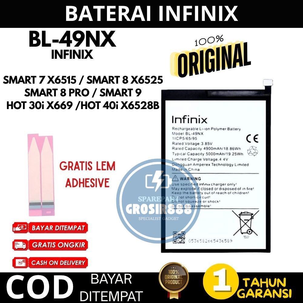 Jual BATERAI INFINIX SMART 7 / SMART 8 / SMART 8 PRO / HOT 30i / HOT ...