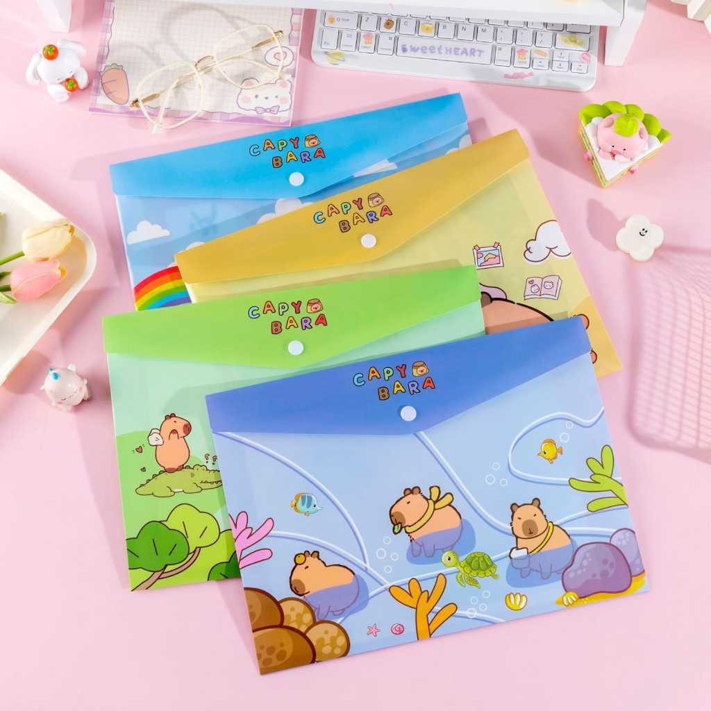 Jual davedesign #ST143 FOLDER MAP KANCING PVC UKURAN A4 KARAKTER CAPYBARA FOLDER MAP ORGANIZER ...