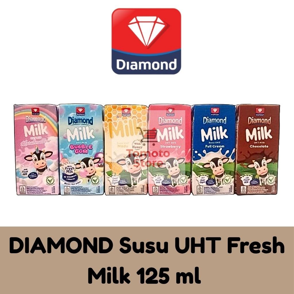 Jual TOMOTOSTORE DIAMOND Susu UHT Full Cream Fresh Milk 125 ml Chocolate | Strawberry ...
