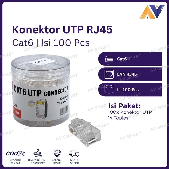 Jual Konektor UTP RJ45 LAN Cat6 Isi 100 Pcs (Ethernet Plug) | Shopee ...