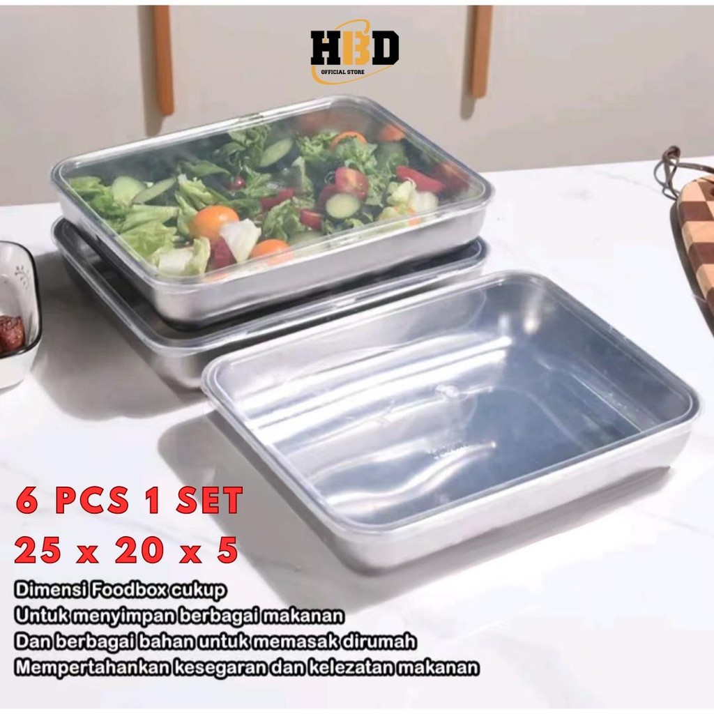 Jual COD【Food box】6pcsnampan sus Food Storage/Food Box Isi 6pcs - Food ...