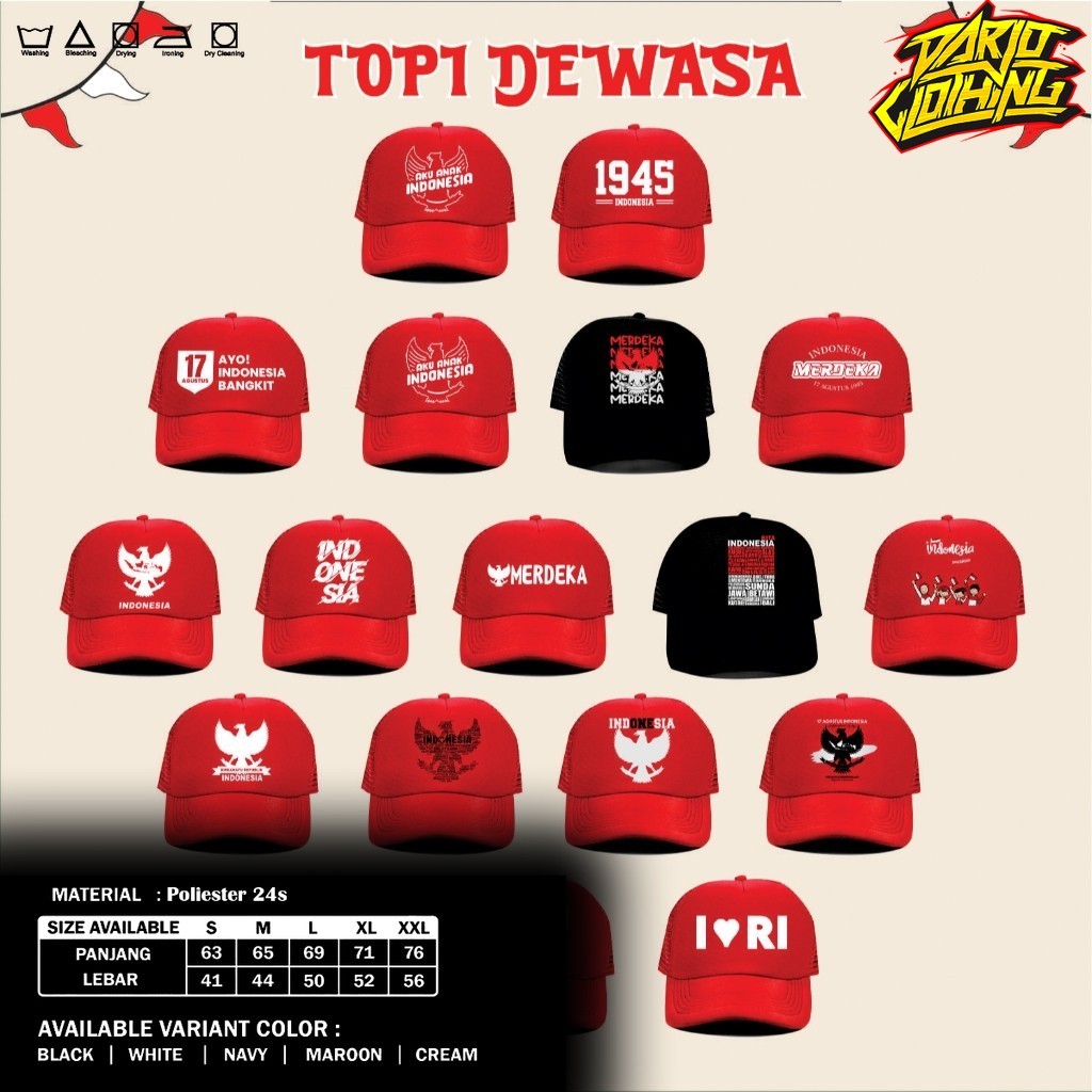 Jual Topi Trucker Dewasa 17 Agustus / Topi HUT RI / Topi Agustusan ...