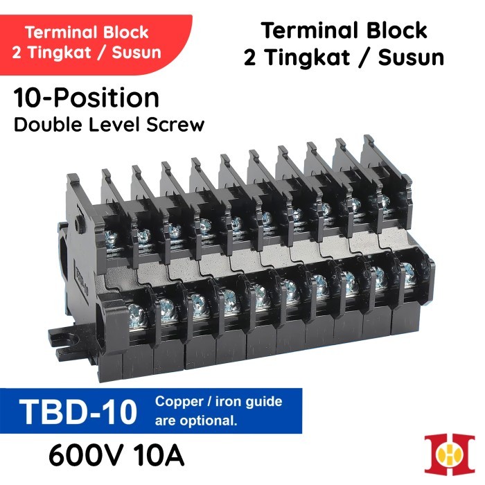 Jual TBD-10 Terminal Blok Block Kabel Listrik Din Rail TBD 10 2 Tingkat ...