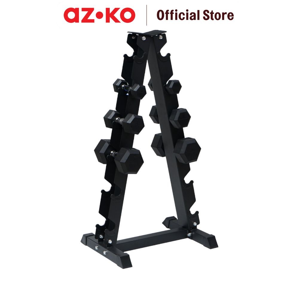 Jual AZKO Kinetic Rak Dummbell Triangle 6 Pair - Hitam/Abu-Abu Tempat ...