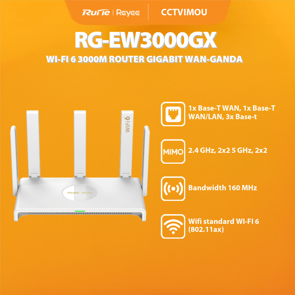 Jual RUIJIE REYEE RG-EW3000GX WI-FI 6 3000M ROUTER GIGABIT WAN-GANDA ...