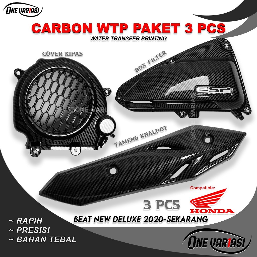 Jual BLACK CARBON PAKET CARBON BEAT NEW DELUXE 2020 3PCS TAMENG KNALPOT ...