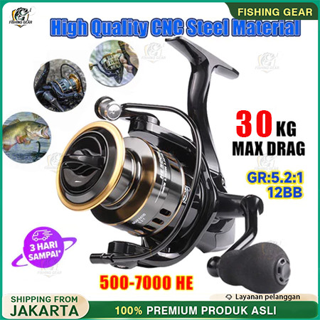 Jual Reel Pancing Asli Besi Fishing Reel 30kg HE500 - 7000 / Reel ...