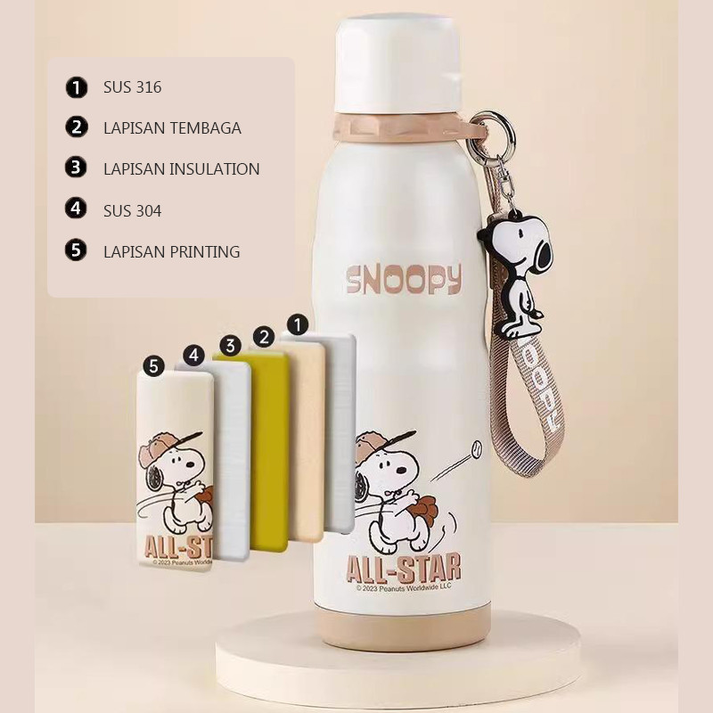 Jual Botol Minum Tumbler Termos Karakter Snoopy Anak 316 304 Stainless Steel 600 mL ...