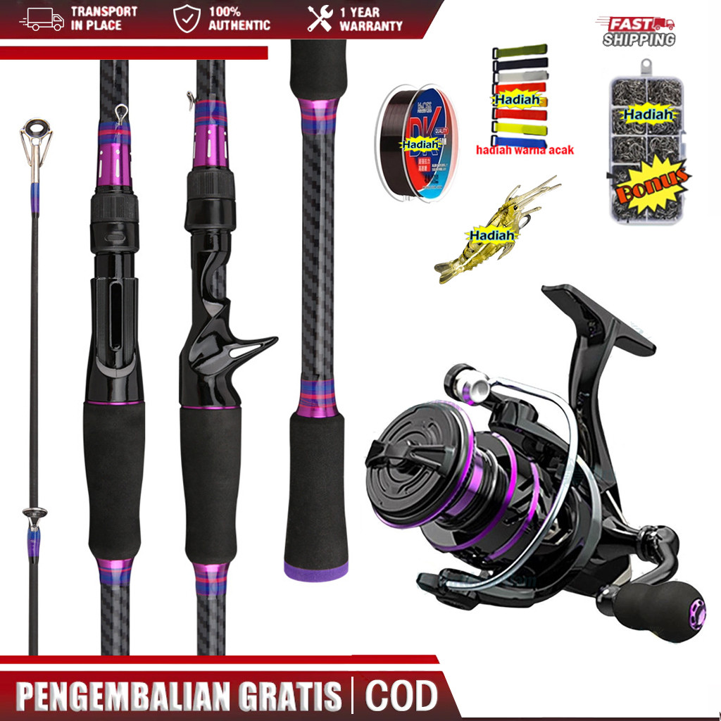 Jual Joran Pancing Set 1.8-2.4m Joran Dan 500-7000 Reel Pancing Joran ...
