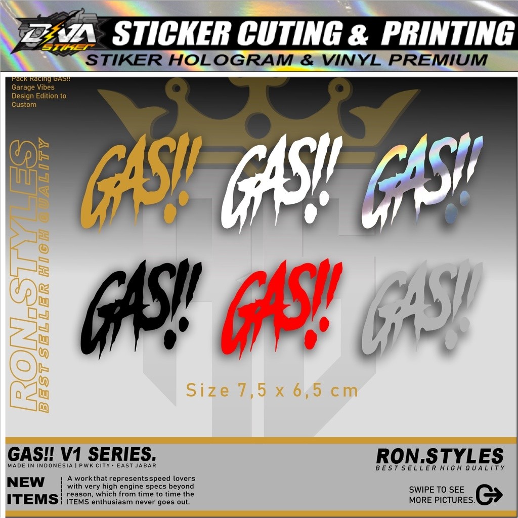 Jual ST01 CUTTING STICKER GAS!! STICKER GAS!! HOLOGRAM STIKER GARAGE ...