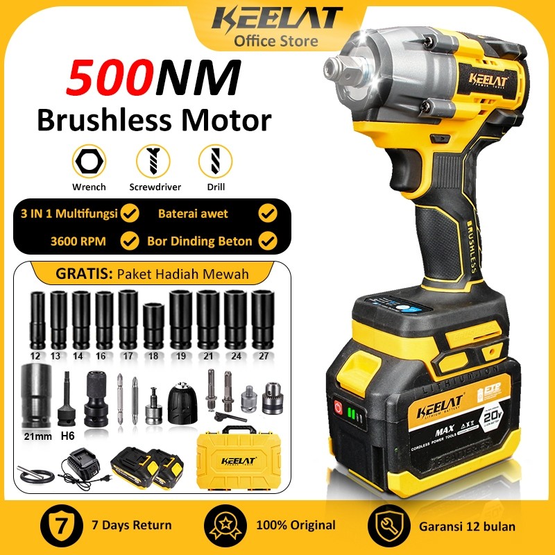 Jual KEELAT-KID011 500NM Brushless Impact wrench Cordless Mesin bor ...