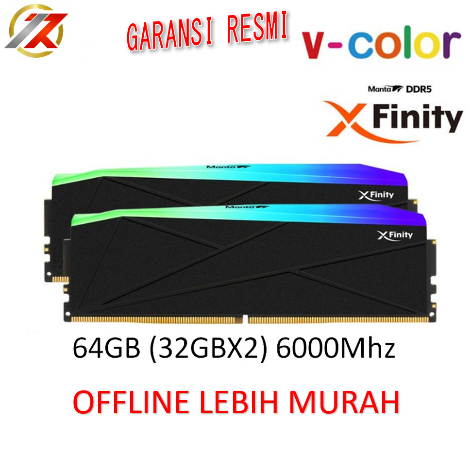 Jual RAM V-COLOR MANTA XFINITY RGB (BLACK) DDR5 64GB (2X32GB) 6000Mhz ...