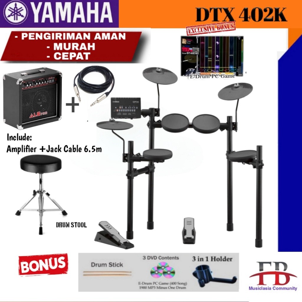Jual Drum Elektrik Yamaha DTX 402 / DTX402 / DTX402K / DTX 402K ...