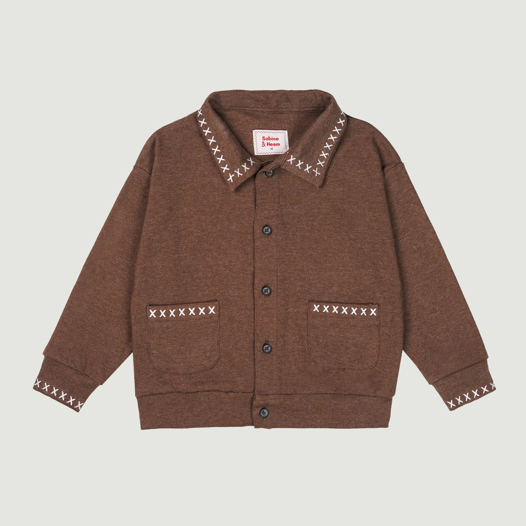 Jual SABINE AND HEEM - GOTTA Cotton Rib Embroidery Cardigan - Brown ...