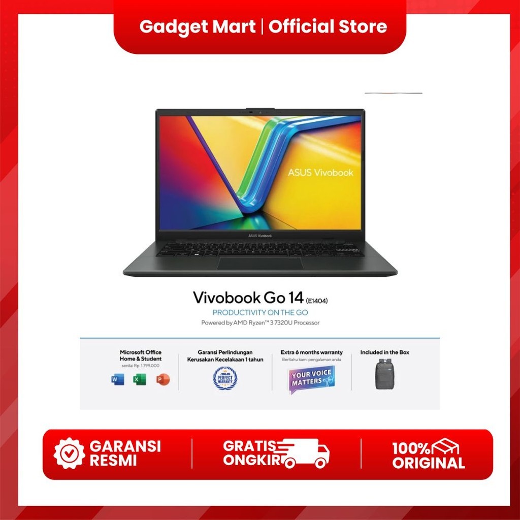 Jual LAPTOP ASUS E1404FA AMD R3 7320U 8GB SSD 512GB W11 OHS21 14 FHD ...