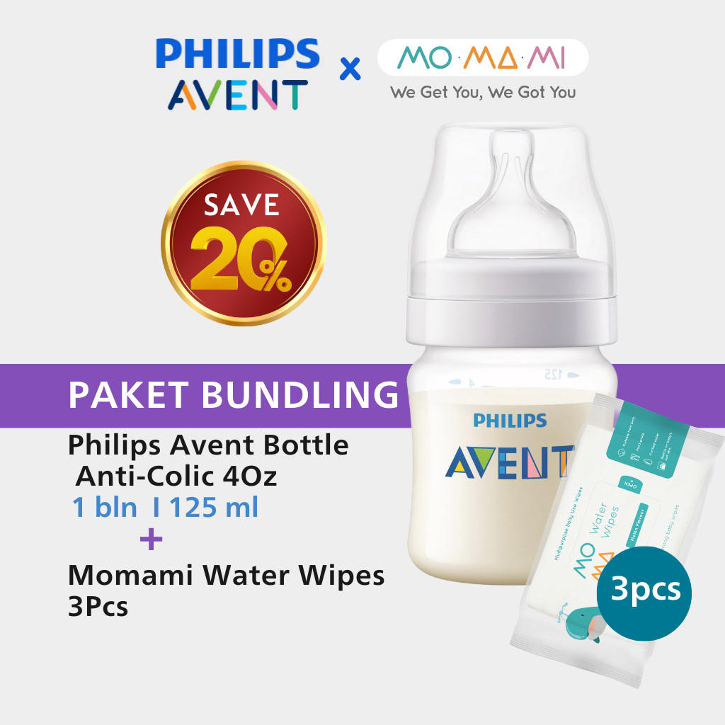 Jual Bundle Philips Avent Bottle Anti-Colic 4Oz 1P (125ml 1pc)-SCY100 ...