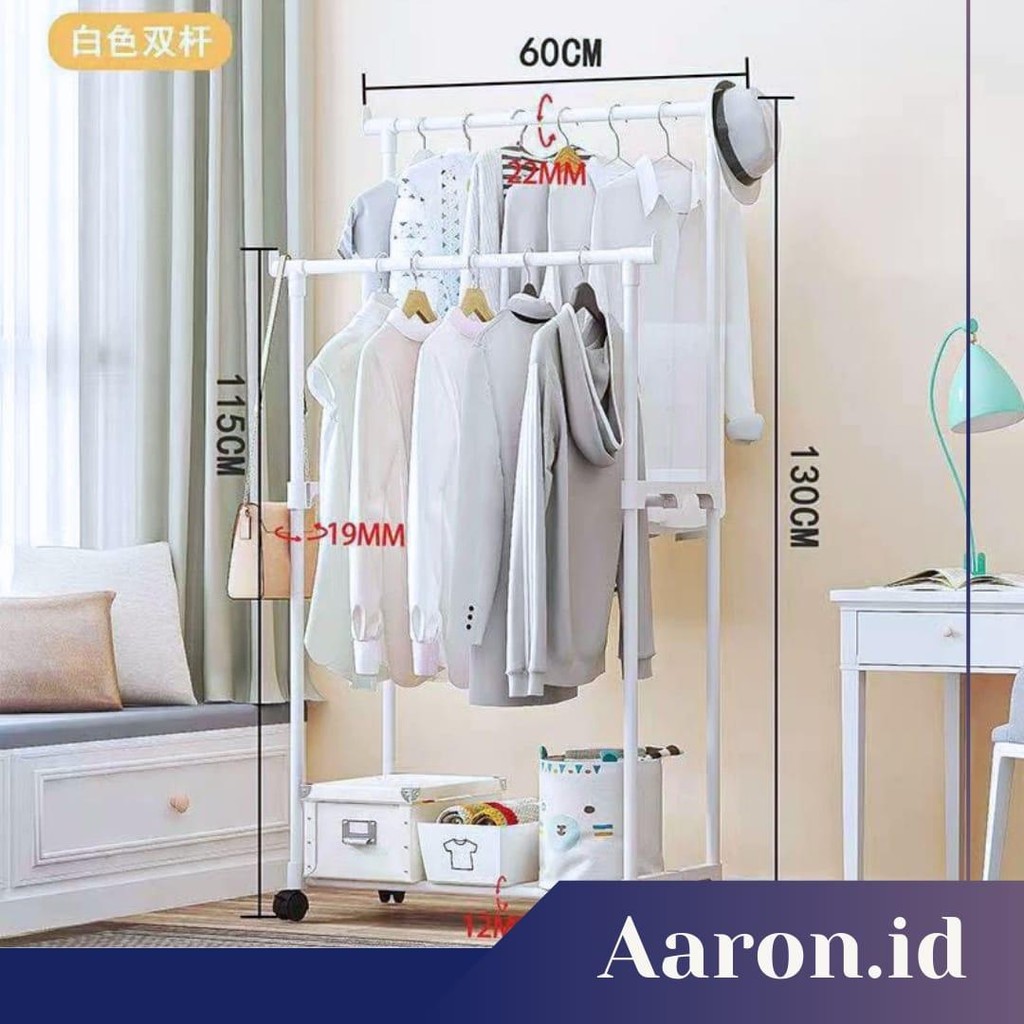 Jual AARON.ID | DOUBLE ROD DOUBLE POLE STAND HANGER RAK BAJU GANTUNG ...