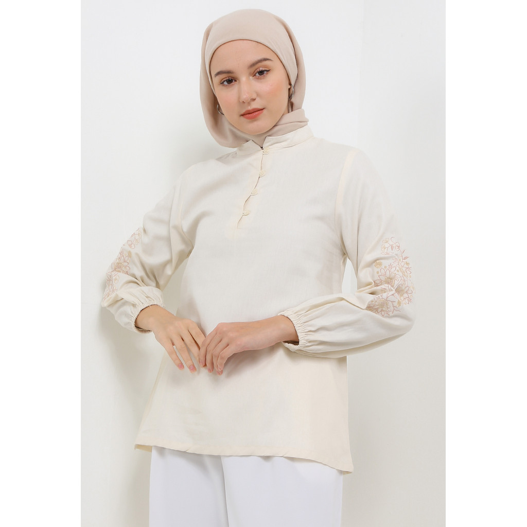 Jual MFMW Havala Atasan Blouse Havala Cream | Shopee Indonesia