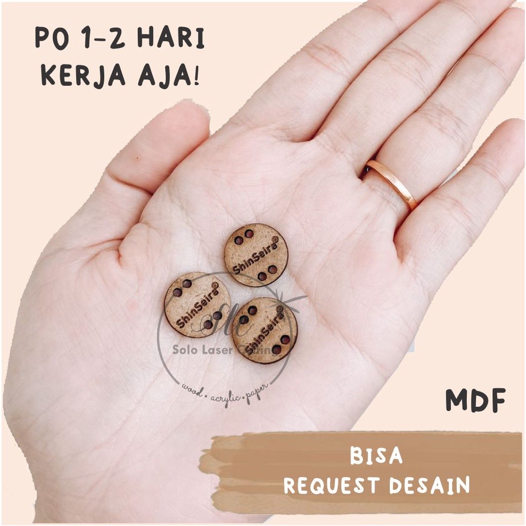 Jual KANCING CUSTOM KAYU/ BENIK CUSTOM 1.5CM / label baju / benik baju ...