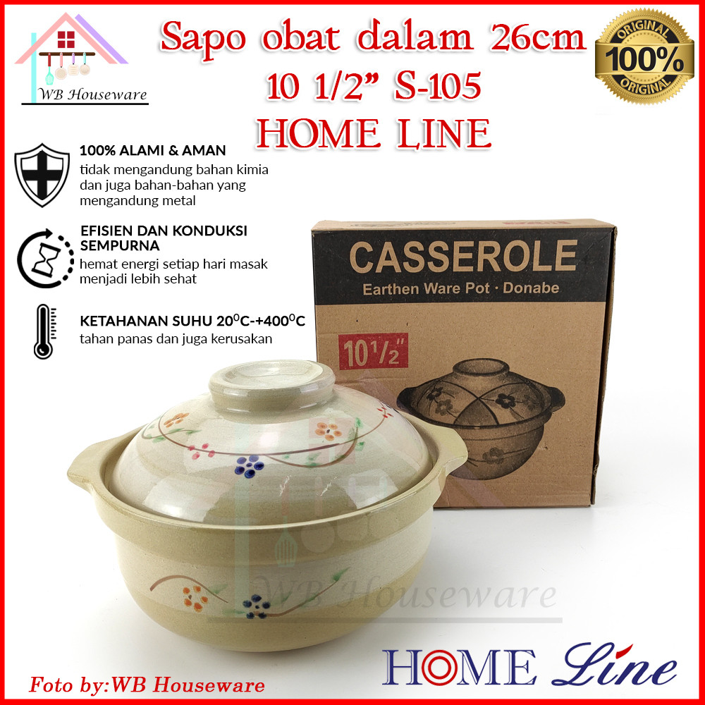 Jual HOME LINE sapo obat dalam 26cm S-105 / panci masak / warmer soup ceramic | Shopee Indonesia
