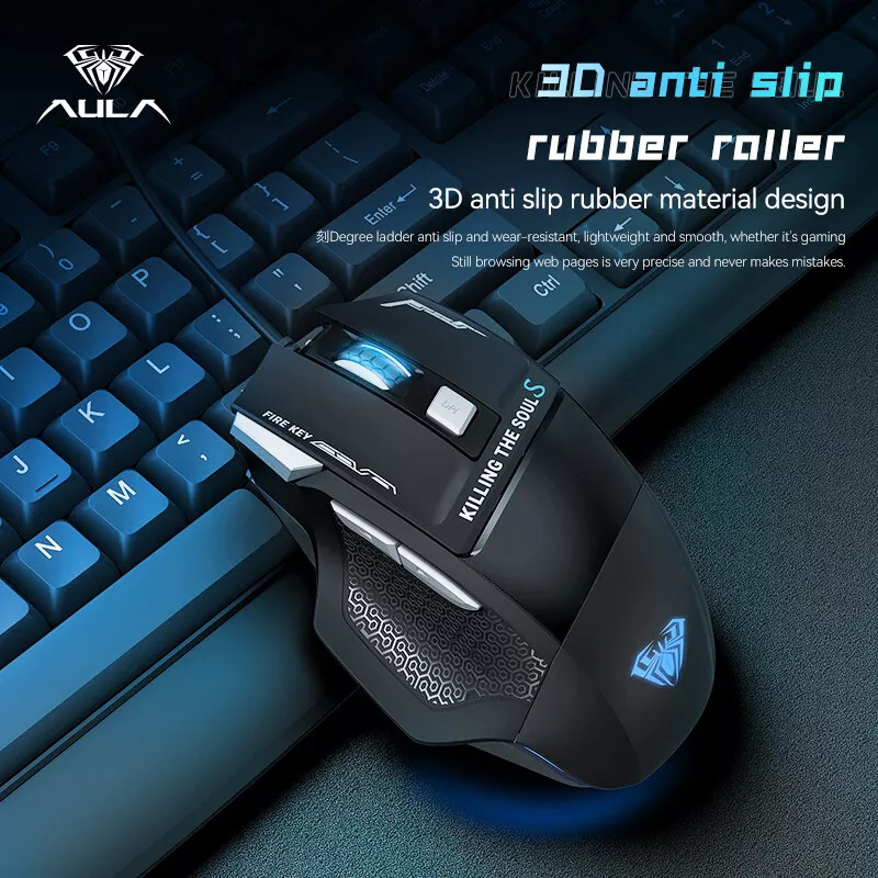 Jual AULA Mouse Gaming S12 Wired Professional Office Mouse RGB 4800DPI ...