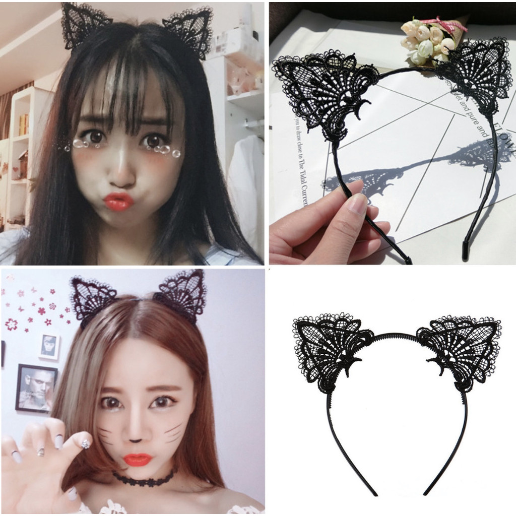 Jual N02bando bunny bando kelinci renda hitam headband rabbit | Shopee ...