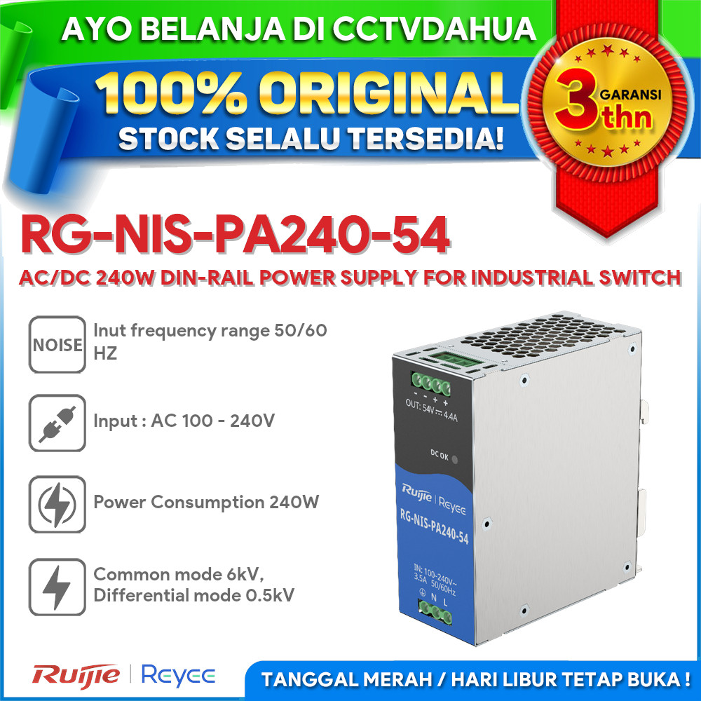 Jual RUIJIE REYEE RG-NIS-PA240-54 AC/DC 240W DIN-RAIL POWER SUPPLY FOR ...