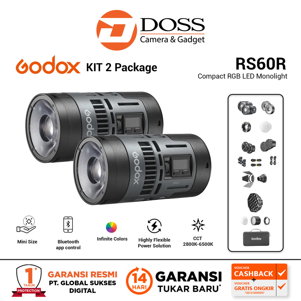 Jual Godox Litemons RS60R Kit-2 Compact RGB LED Monolight RS 60R Kit Light | Shopee Indonesia