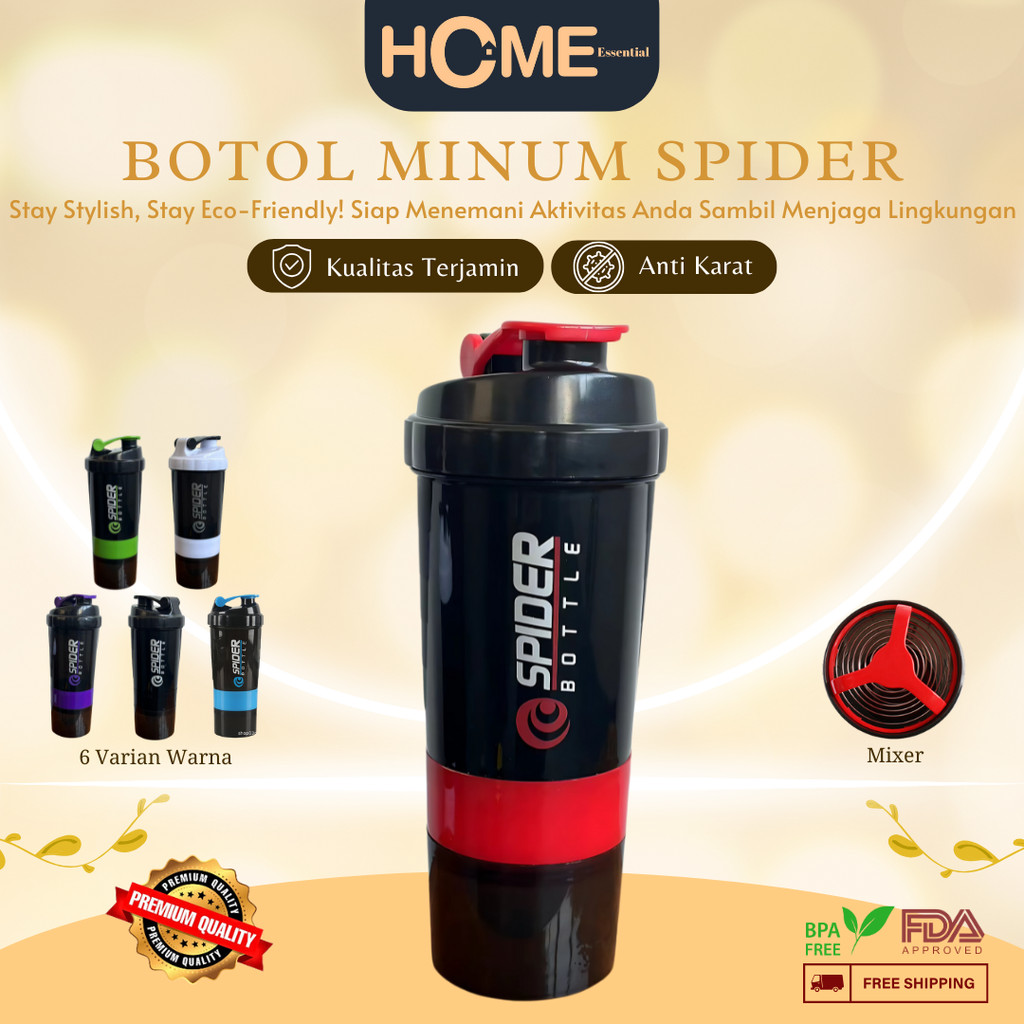 Jual (HE) Home Essential botol Minum Spider 500ml Ls 04 BPA & DEHP free ...